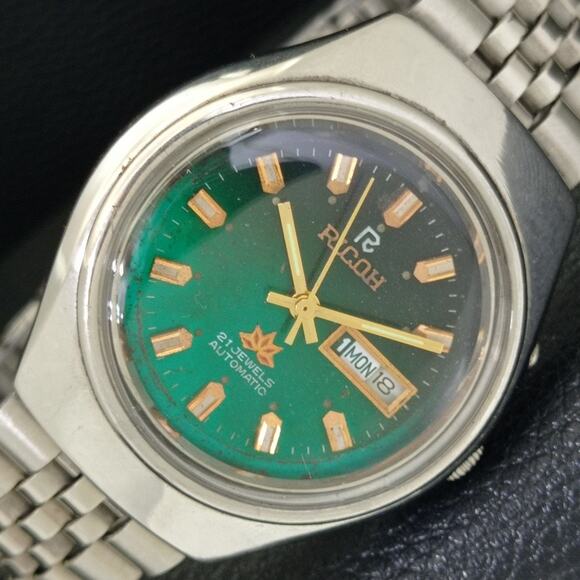 Ricoh | Accessories | Vintage 971 Ricoh Automatic Mens Silver Watch ...